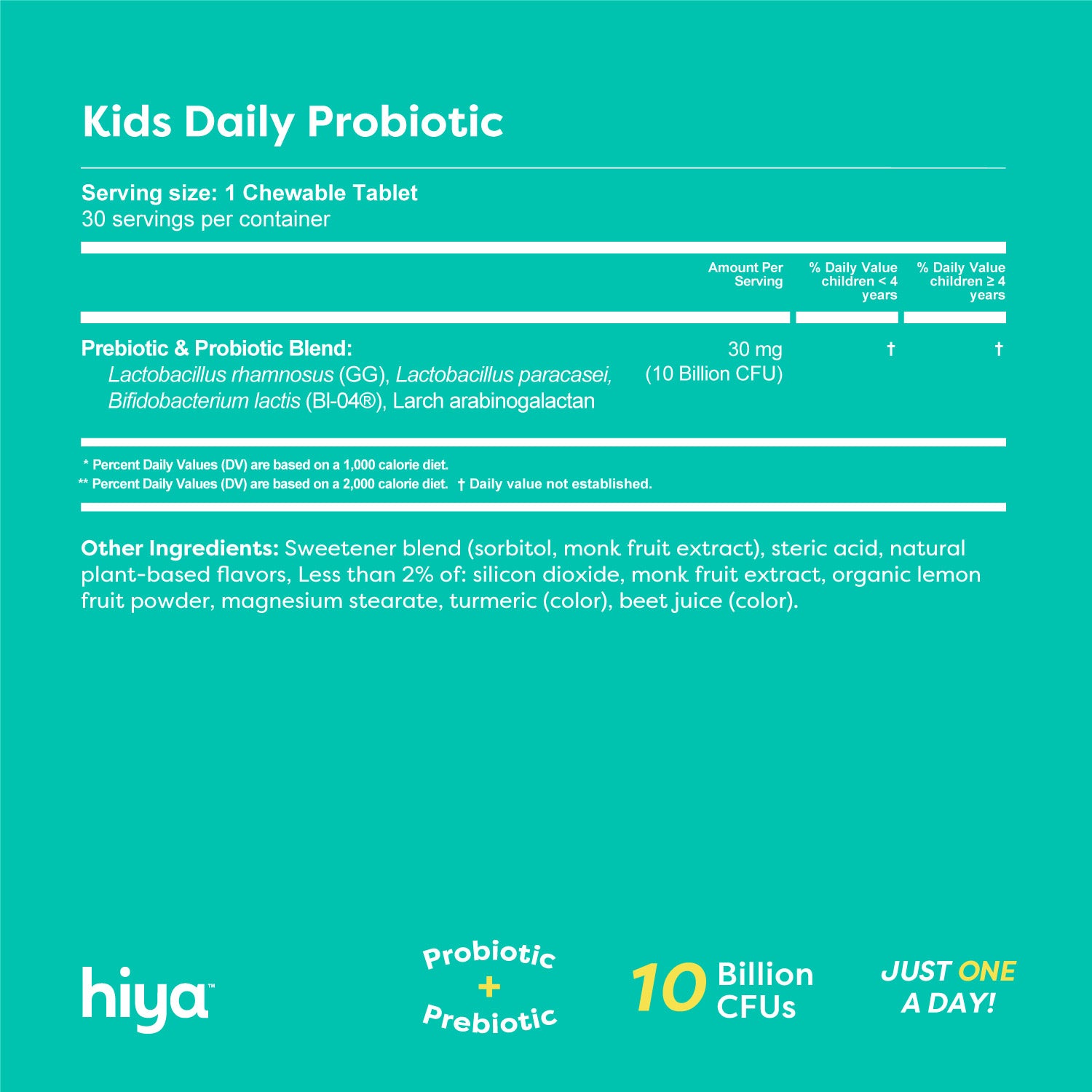 Kids Probiotic - Chewable, No Sugar, Super Tasty | Hiya Health
