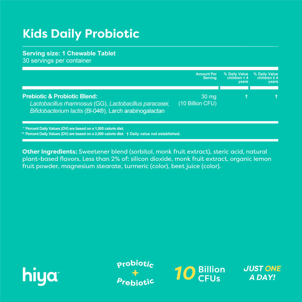 Kids Probiotic - Chewable, No Sugar, Super Tasty | Hiya Health – Hiya ...